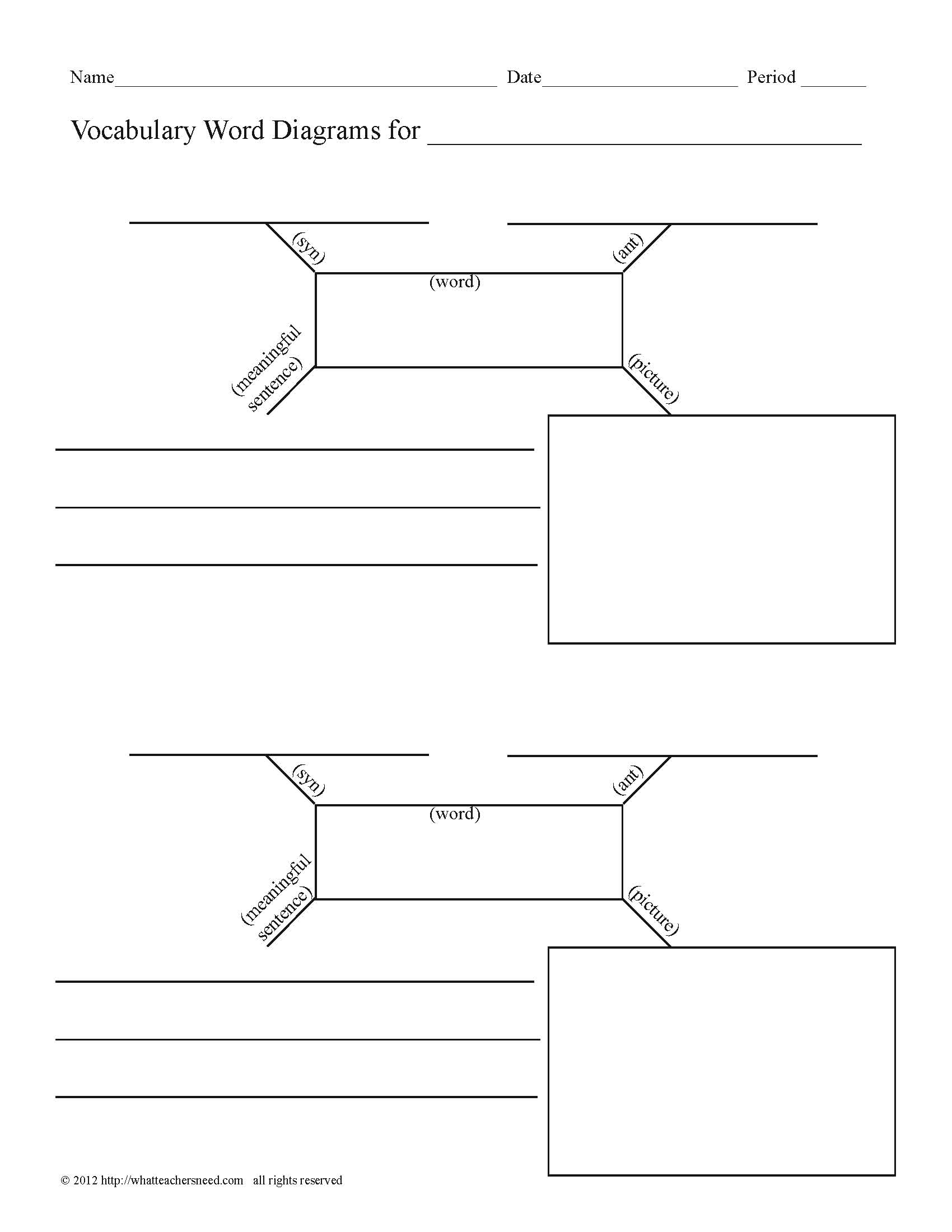 Vocabulary Word Diagram (Graphic Organizer) – What Teachers Need