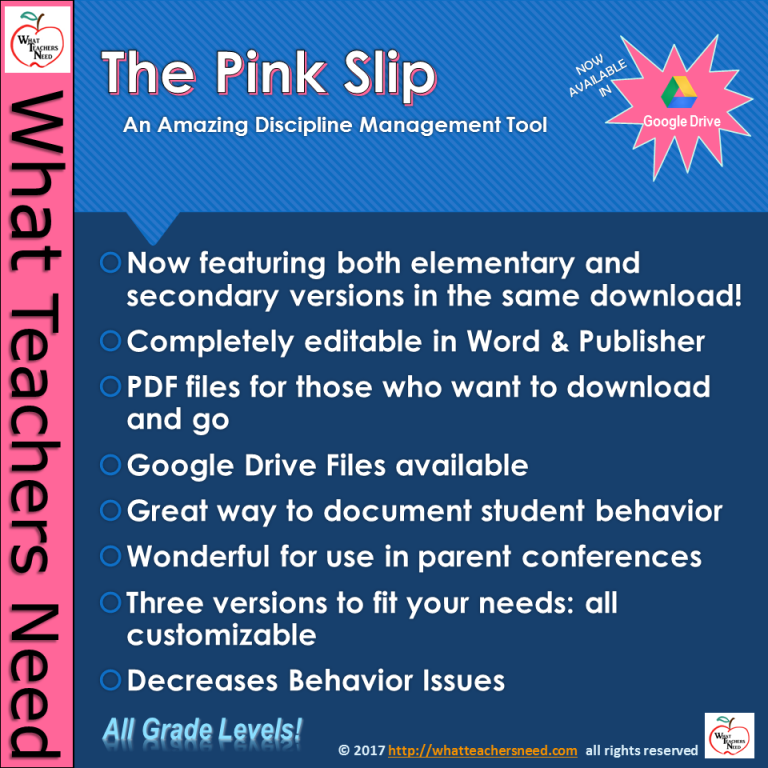 The Pink Slip (An Amazing Discipline Management Tool) – What Teachers Need